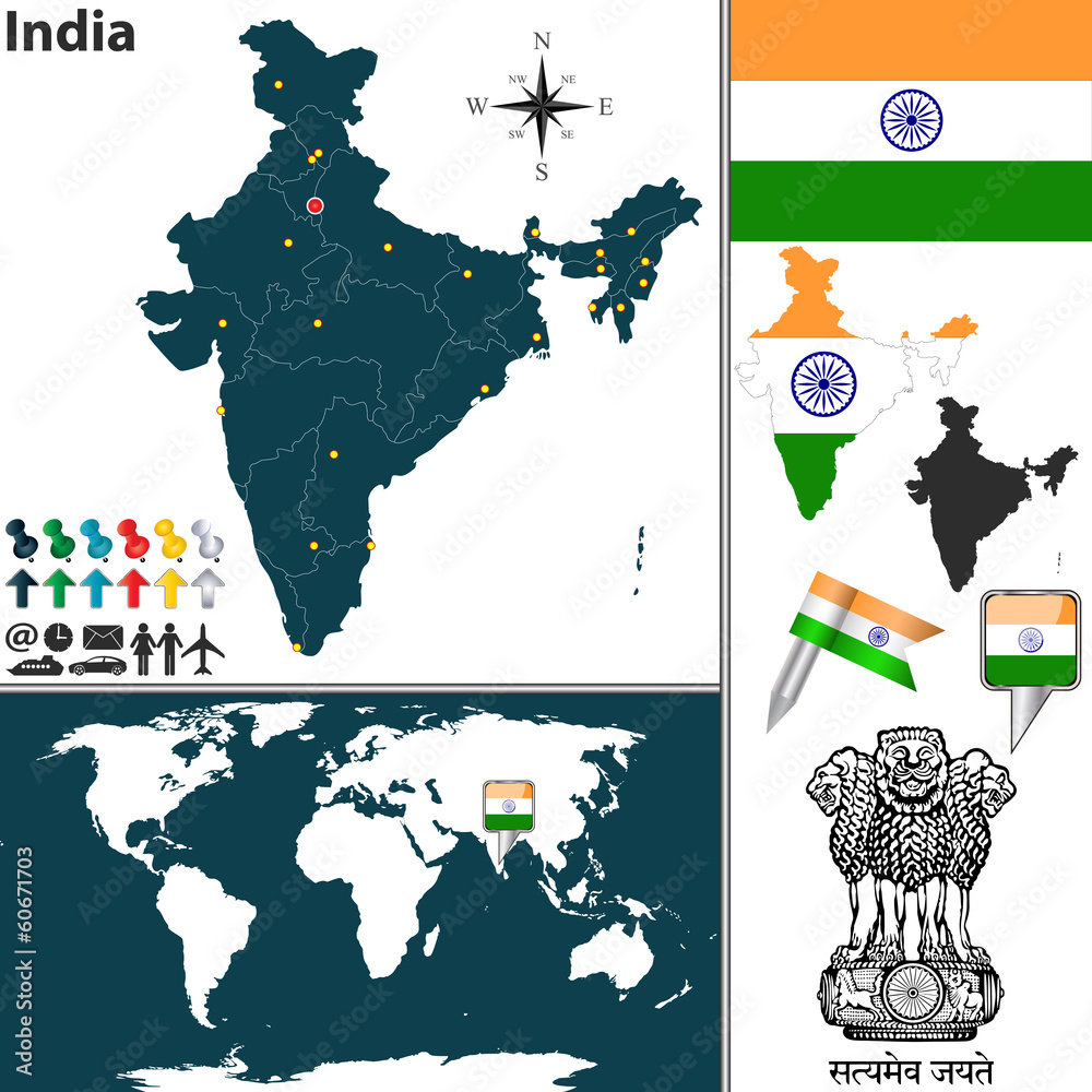 Map of India Stock Vector | Adobe Stock