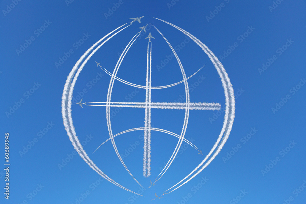 Graphs of diagram made of airplanes and its trailes Stock Photo | Adobe ...