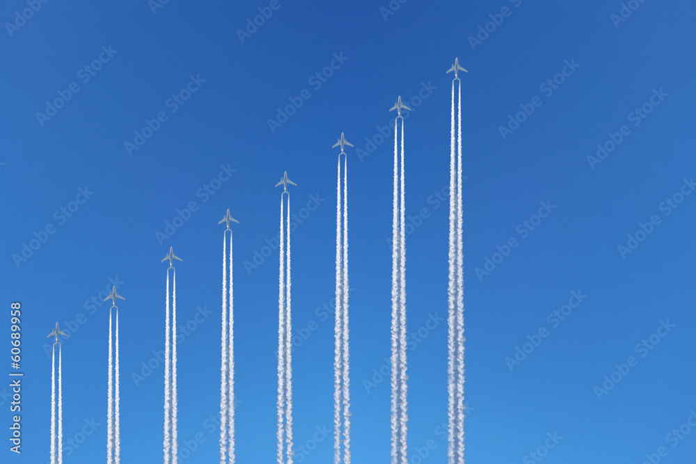 Graphs of diagram made of airplanes and its trailes Stock Photo | Adobe ...