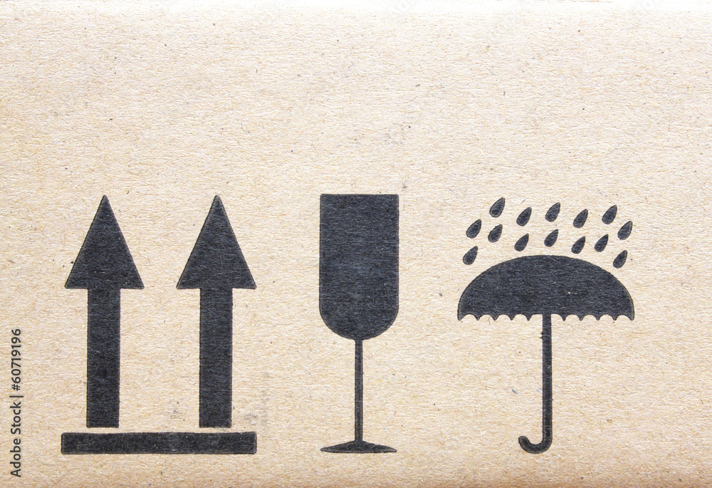 Black fragile symbol on cardboard Stock Photo | Adobe Stock