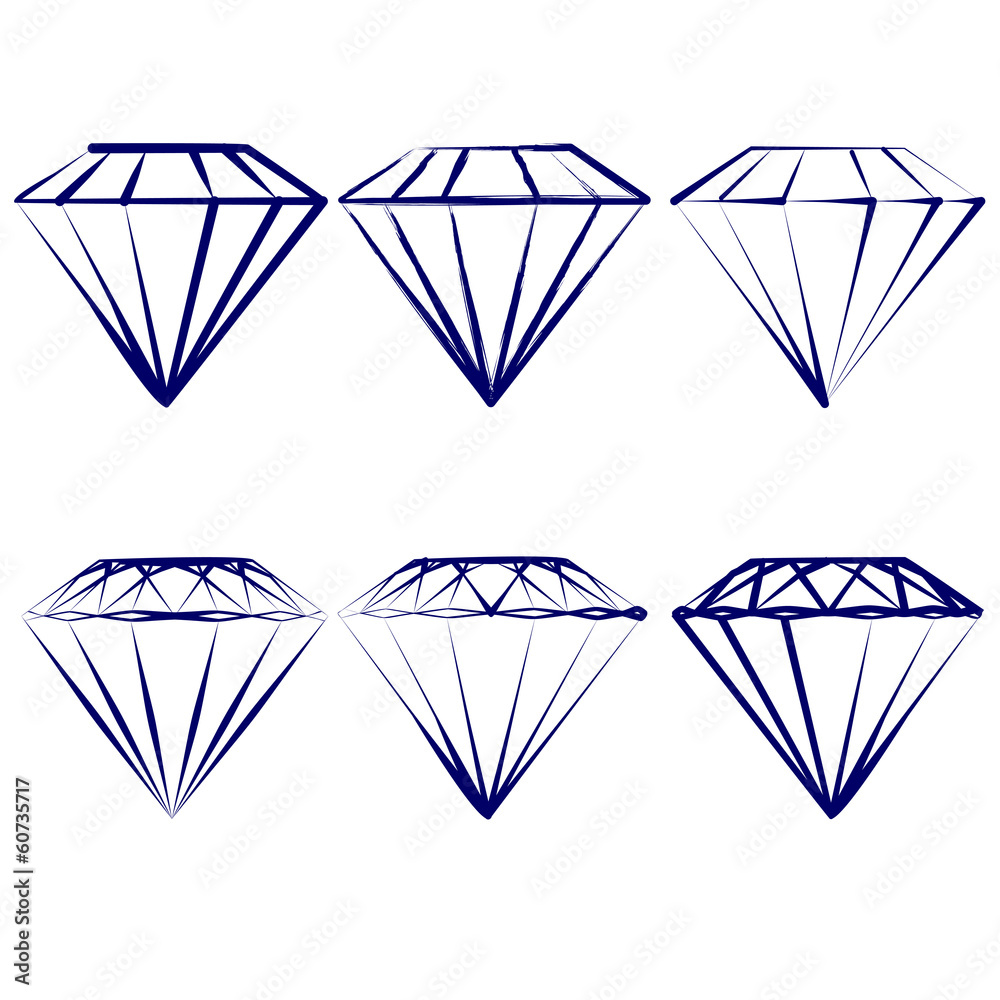 diamond symbols set hand drawn vector illustration Stock Vector | Adobe ...