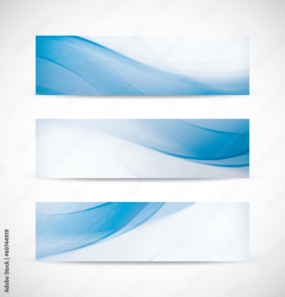 Three abstract blue business wave header background vector Stock Vector ...