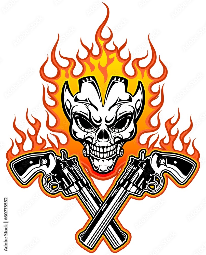 skull with guns Stock Vector | Adobe Stock
