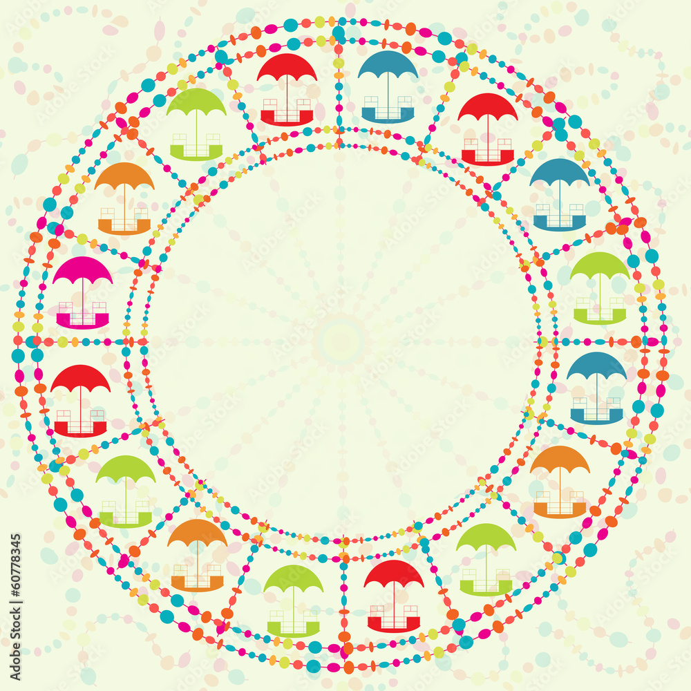 Frame, border with carnival ferris wheel element, amusement park Stock ...