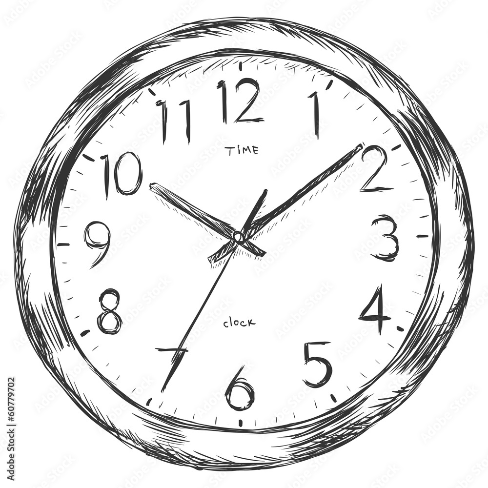 vector sketch illustration - wall clock Stock Vector | Adobe Stock