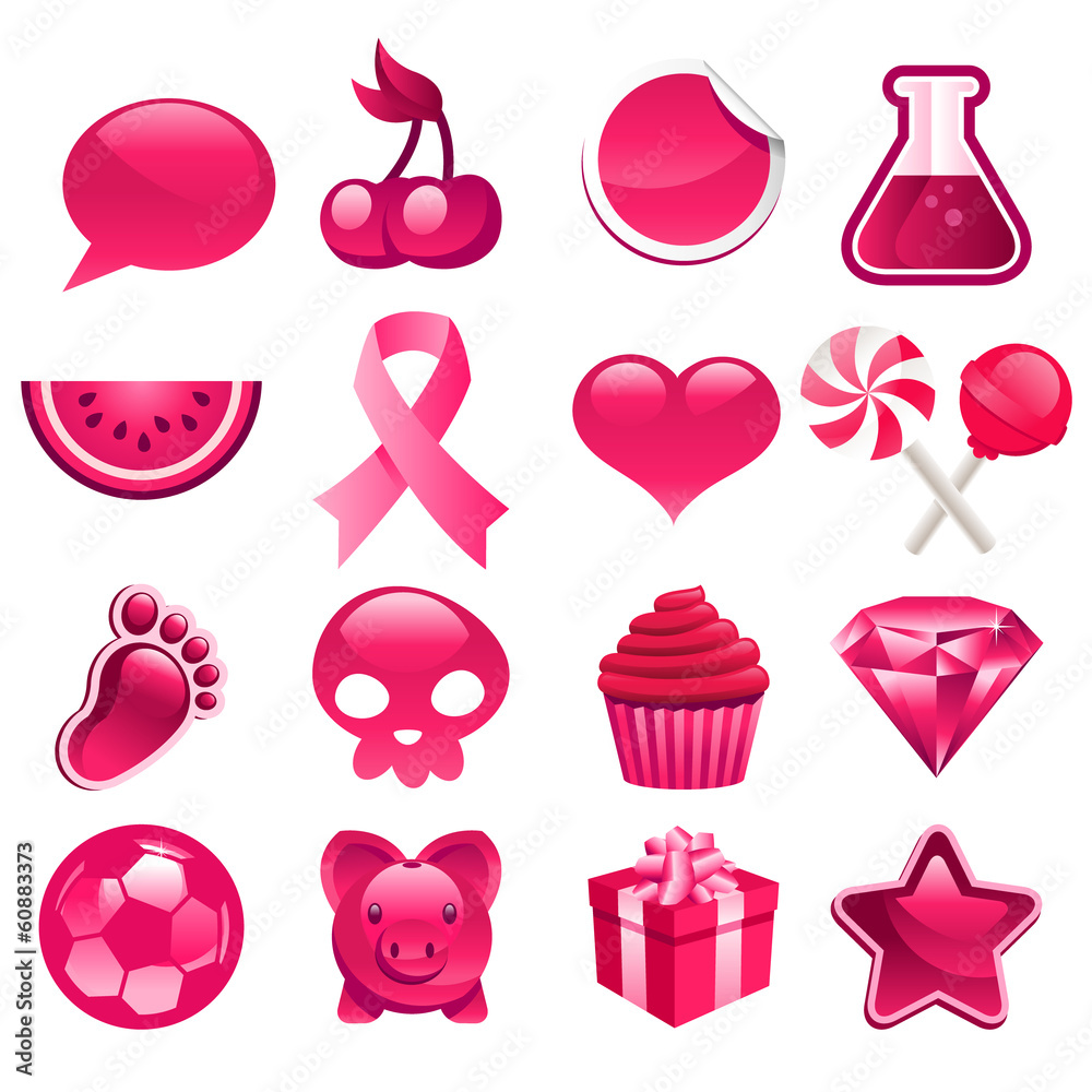 Various set of pink icons Stock Vector | Adobe Stock