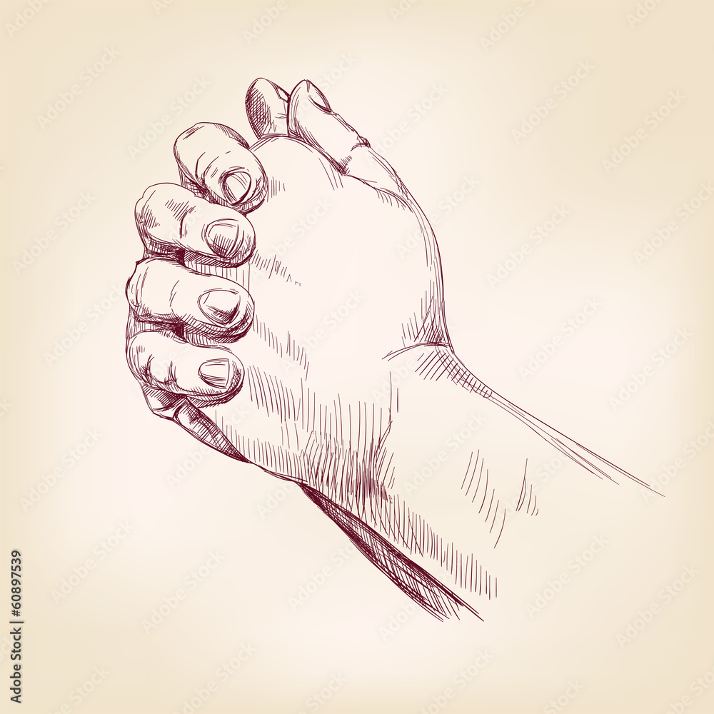 Praying Hands drawing vector illustration realistic sketch Stock Vector ...