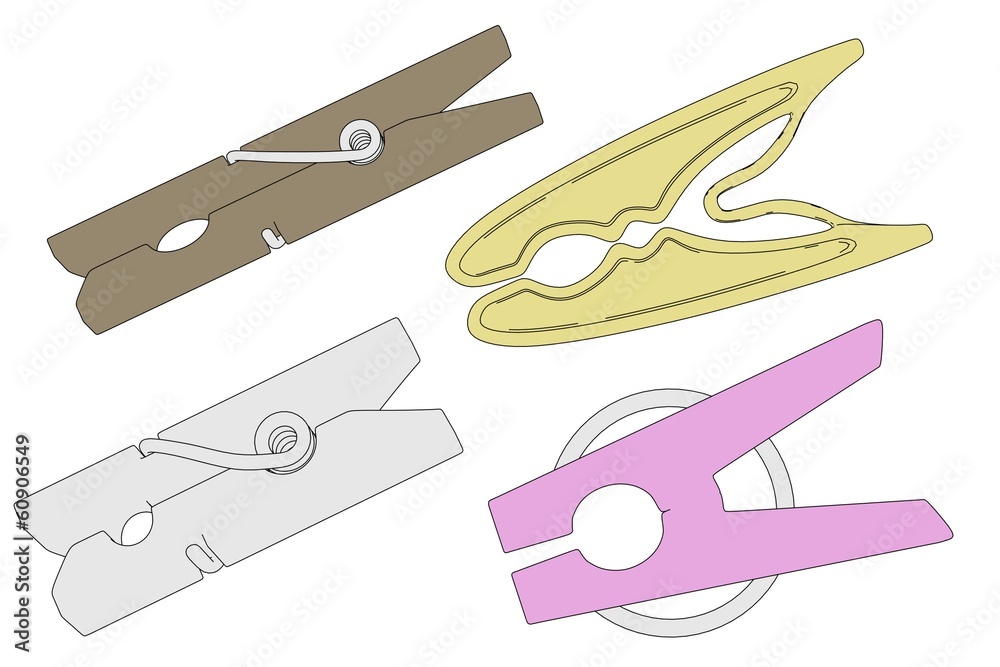cartoon image of clothes pegs Stock Illustration | Adobe Stock
