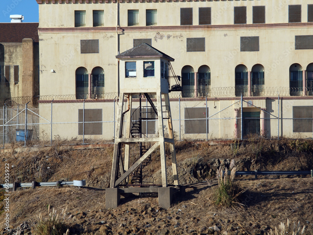 Tall Lookout Tower at San Quentin State Prison California Stock Photo ...