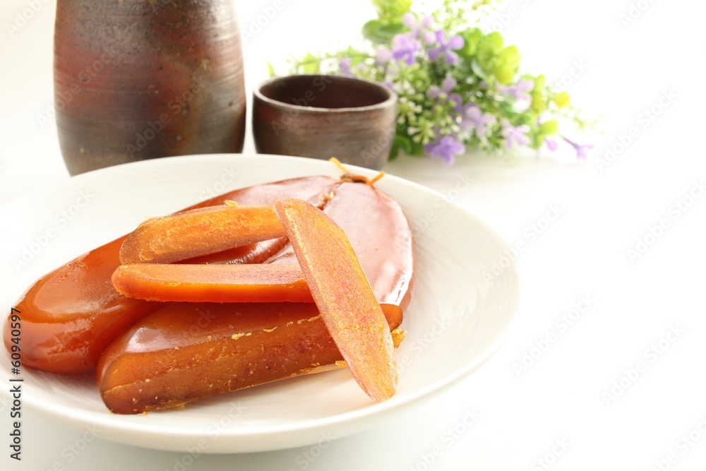 Dried fish roe Karasumi from Taiwan Stock Photo | Adobe Stock