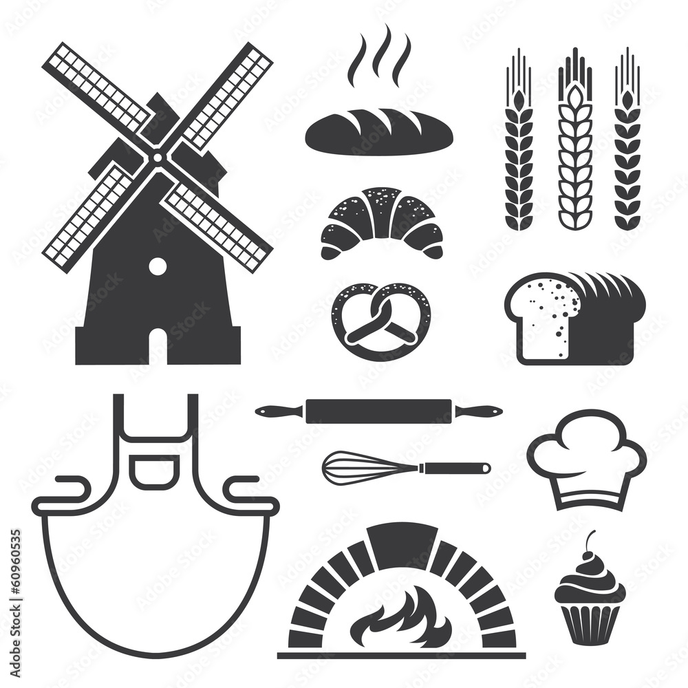 Bakery icons and symbols Stock Vector | Adobe Stock