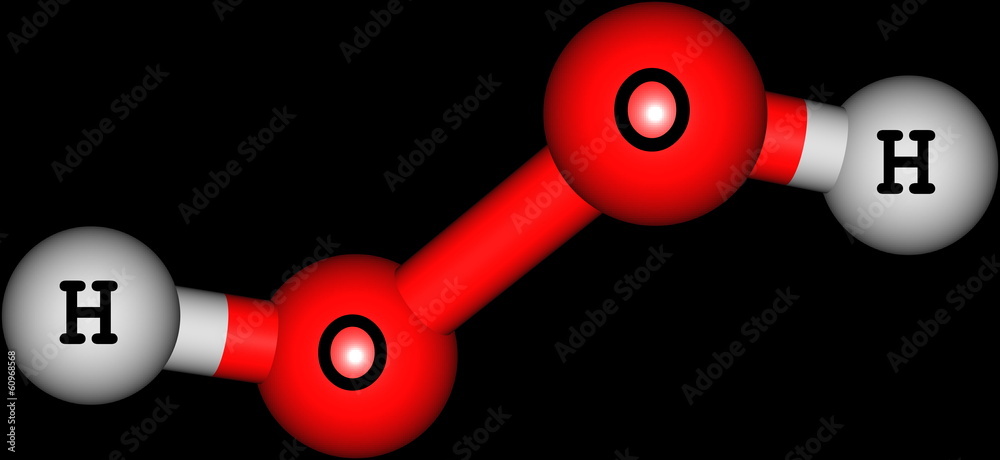 Hydrogen peroxide (H2O2) molecular structure isolated on black Stock ...