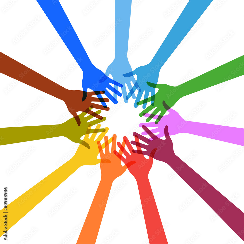 Vector Group of hands showing compromise and union Stock Vector | Adobe ...