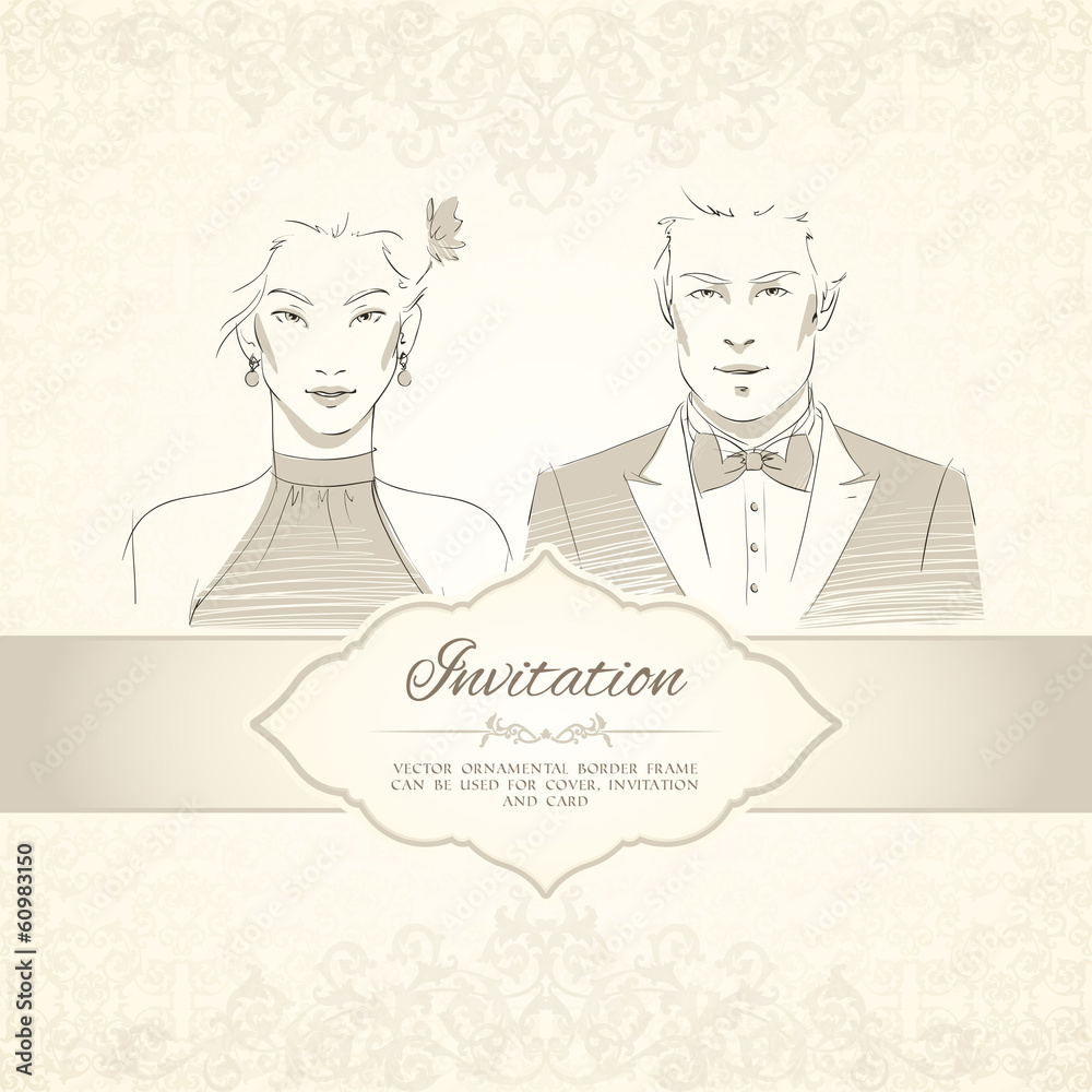 Classical wedding invitation card Stock Vector | Adobe Stock