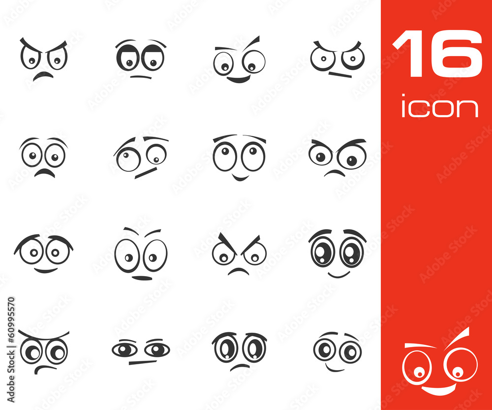 Vector black cartoon eyes set Stock Vector | Adobe Stock