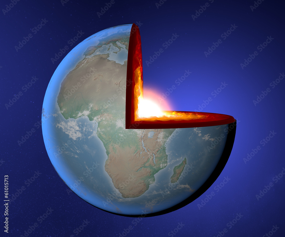 Nucleo terrestre, terra, mondo, spaccato, geofisica Stock Illustration ...