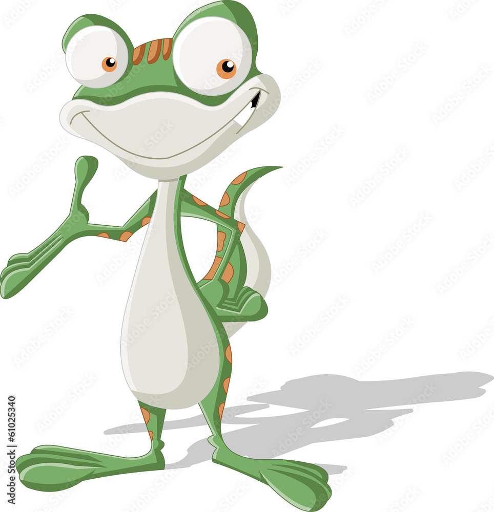 Happy cartoon green spotted gecko smiling Stock Vector | Adobe Stock