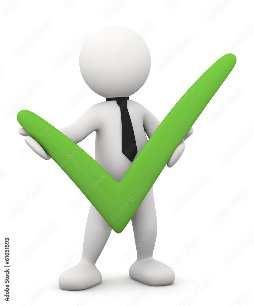 Illustrazione Stock omino bianco check mark | Adobe Stock