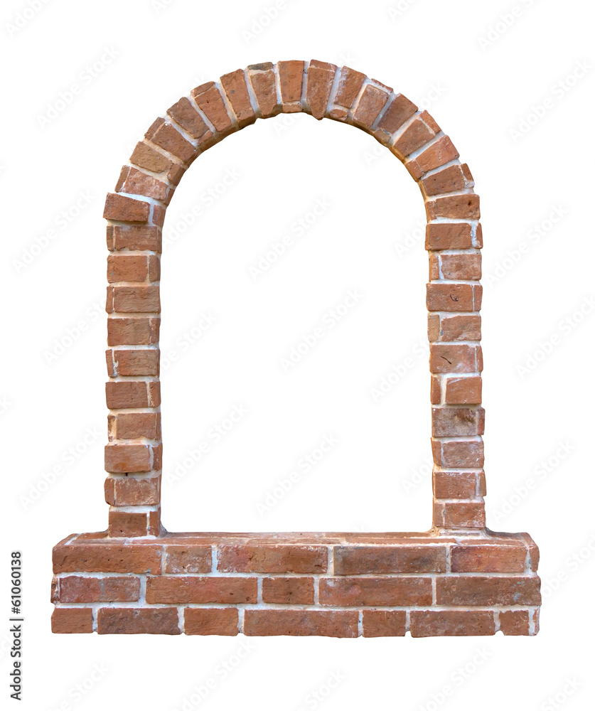 Brick window as a frame, isolated on white background Stock Photo ...