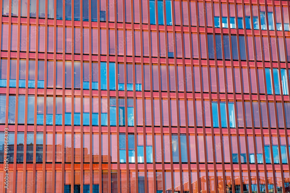 Red facade of an office building Stock Photo | Adobe Stock