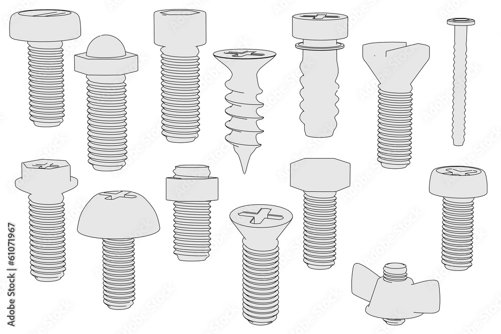 cartoon image of screws set Stock Illustration | Adobe Stock