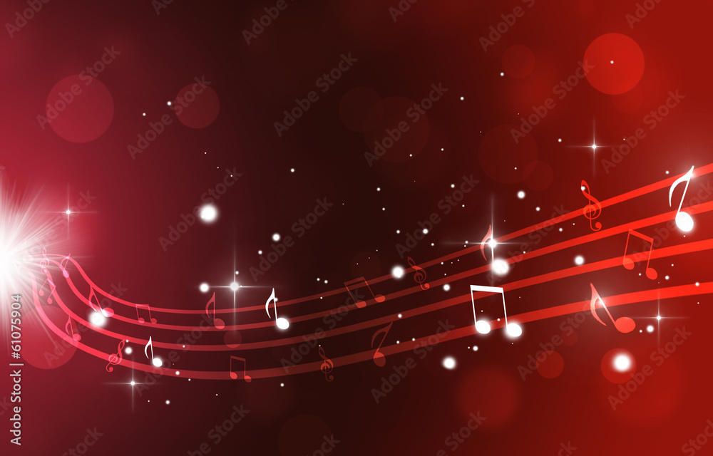 Music Notes on Red Background Stock Illustration | Adobe Stock