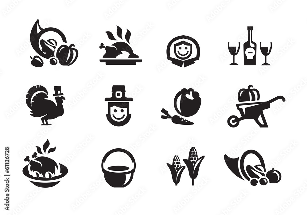 Thanksgiving Day icons. Vector format Stock Vector | Adobe Stock