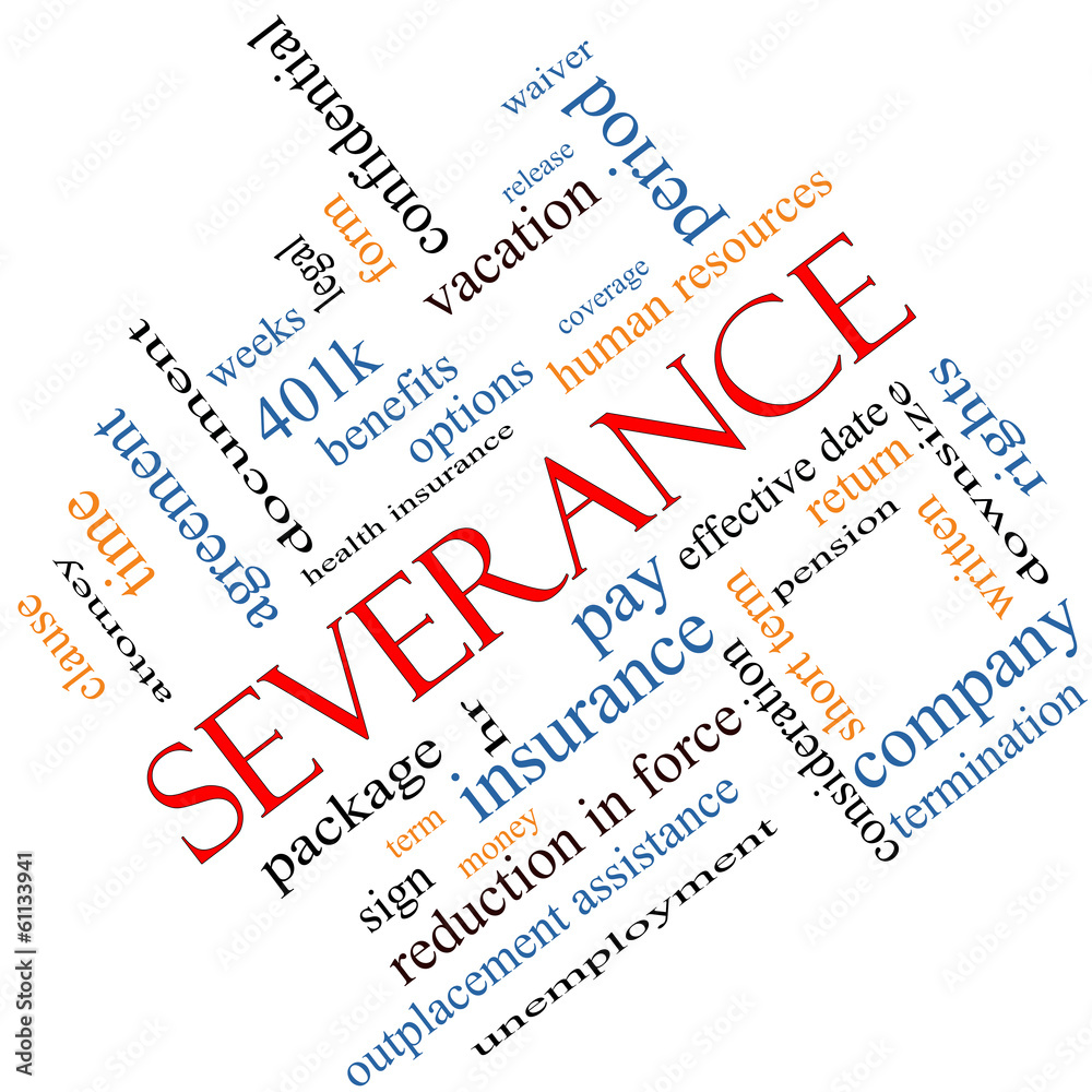 Severance Word Cloud Concept Angled Stock Illustration | Adobe Stock