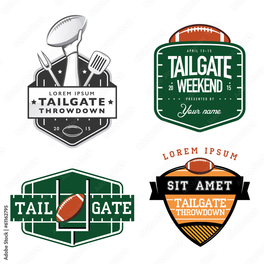 Set of American football tailgate party design elements Stock Vector ...