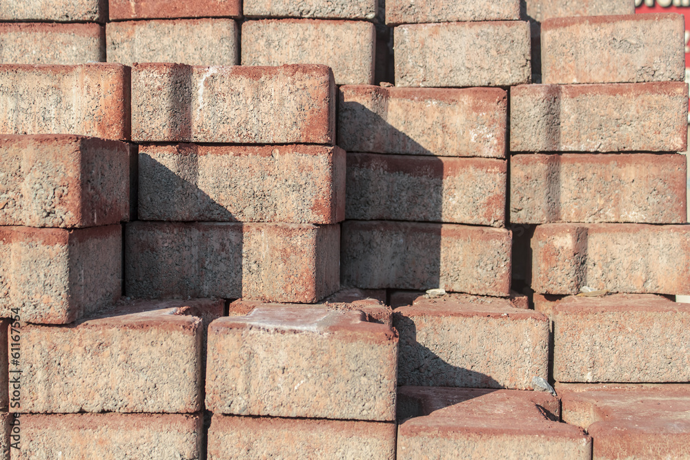 Red Concrete Paving Stone, construction material for sidewalk Stock ...