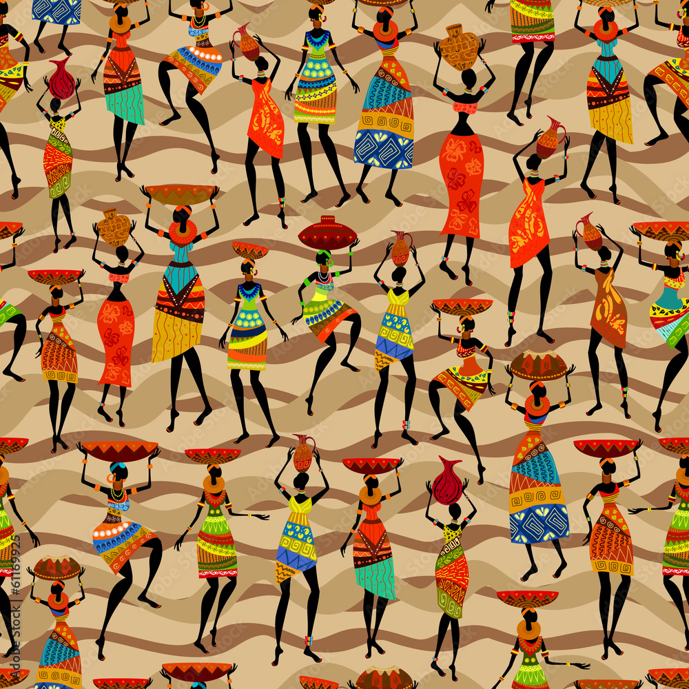 Seamless texture with African women Stock Vector | Adobe Stock