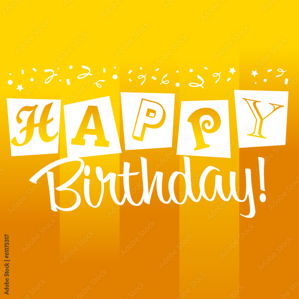 Yellow Birthday Greeting Card Stock Vector | Adobe Stock
