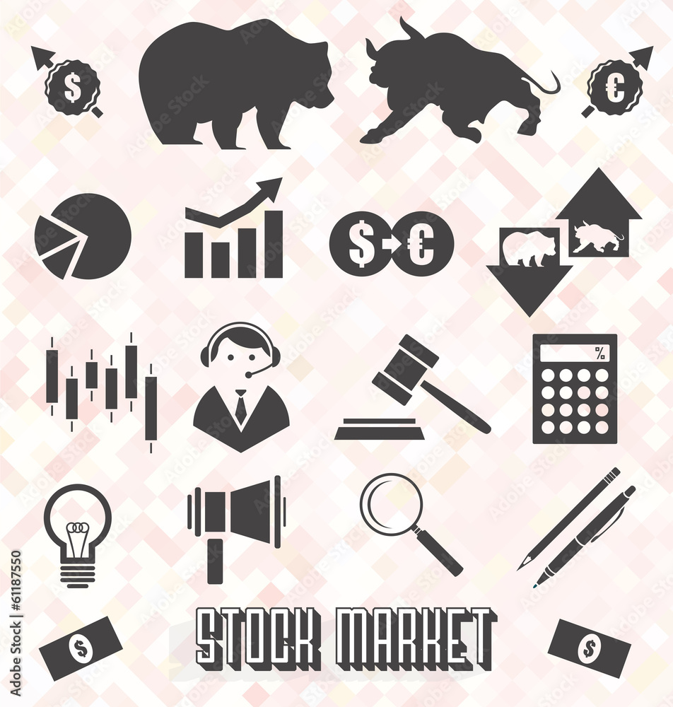 Vector Set: Stock Market Icons and Symbols Stock Vector | Adobe Stock