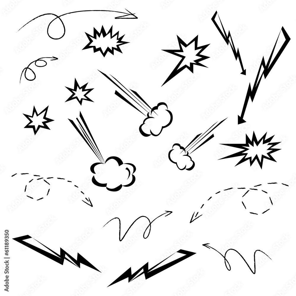 cartoon elements set, arrow and cloud set Stock Vector | Adobe Stock