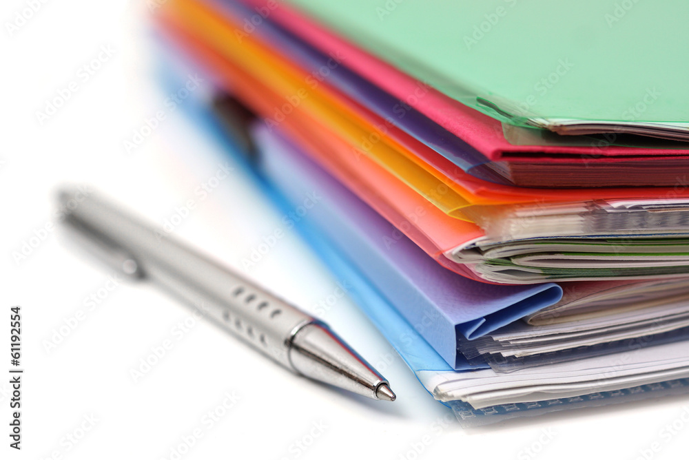 folders,paper and pen Stock-Foto | Adobe Stock
