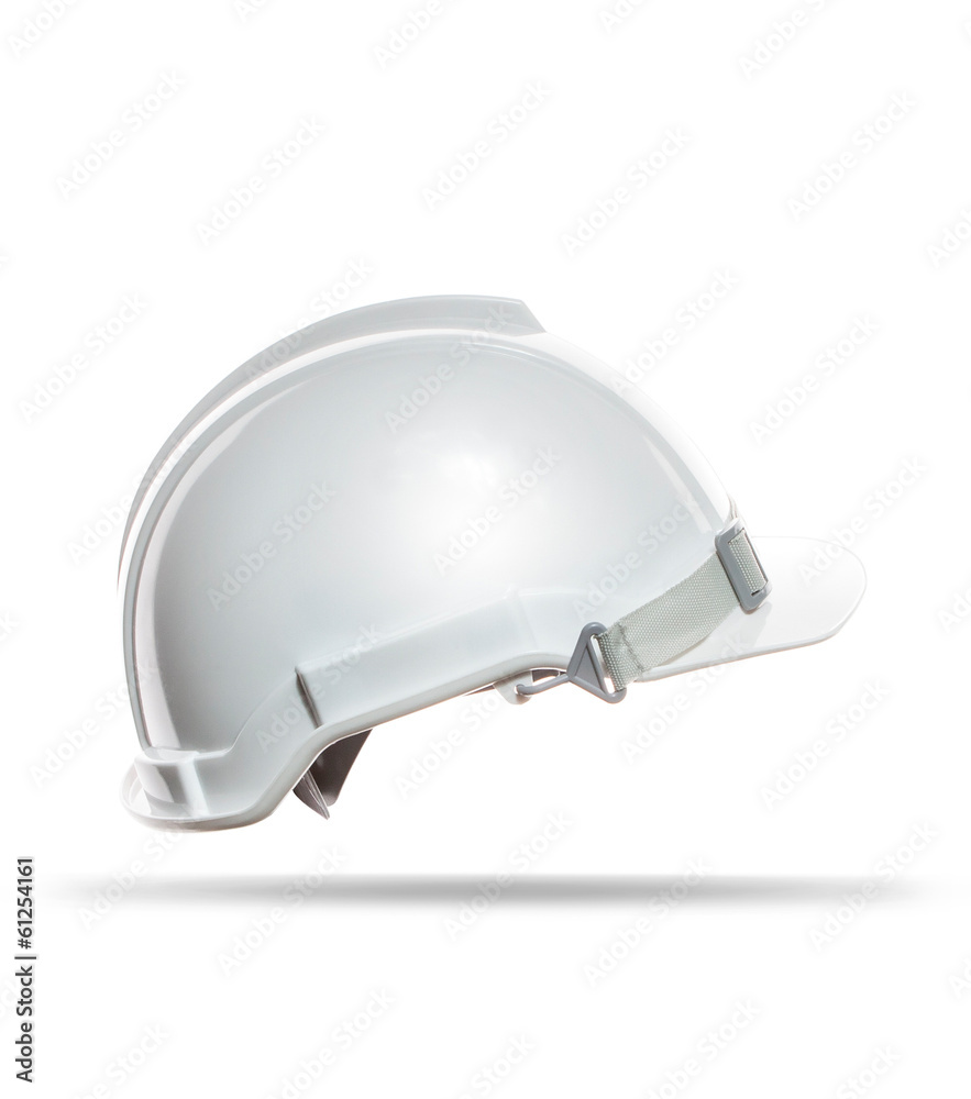side view of white safety helmet isolated background Stock Photo ...