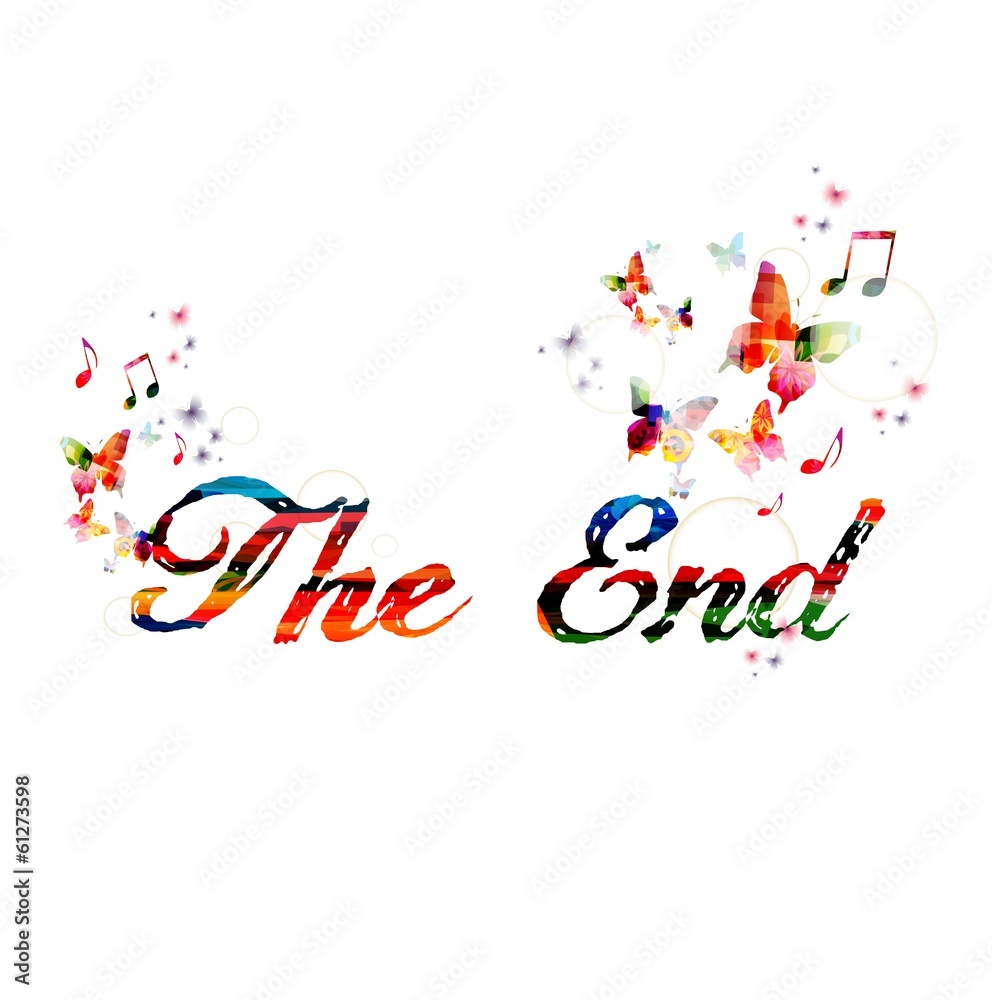 Colorful vector "The End" background with butterflies Stock Vector ...