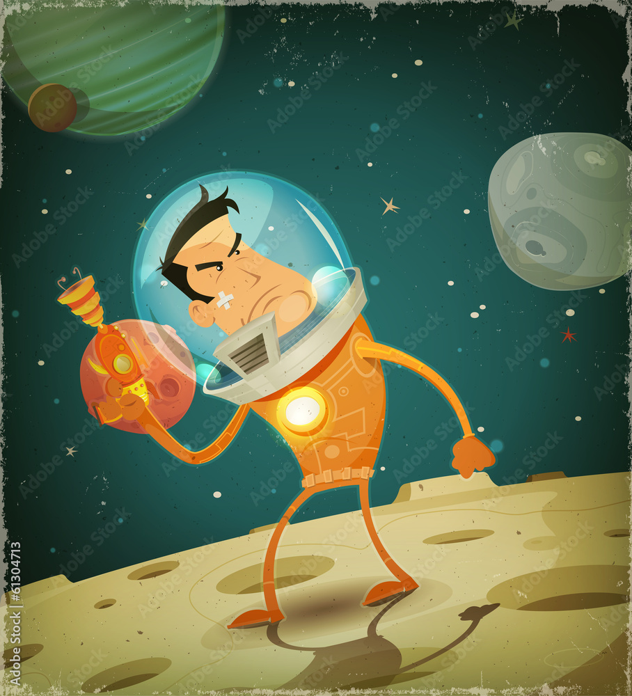 Comic Astronaut Hero Stock Vector | Adobe Stock