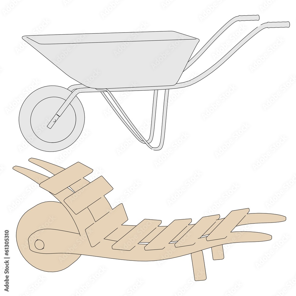 cartoon image of wheel barrow Stock Illustration | Adobe Stock