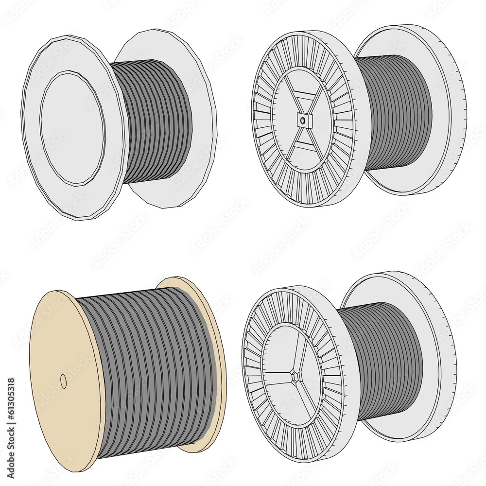 cartoon image of wire spools Stock Illustration | Adobe Stock