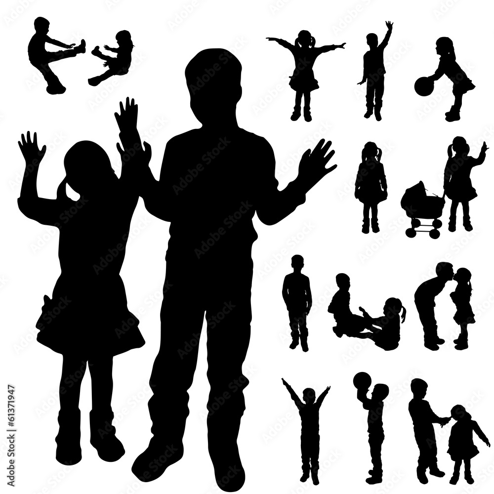 Vector silhouette of children. Stock Vector | Adobe Stock