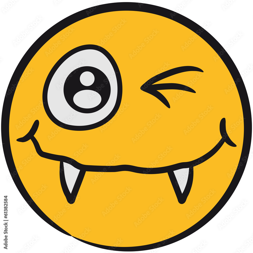 Lustig Frech Comic Monster Baby Smiley Gesicht Stock-Illustration ...