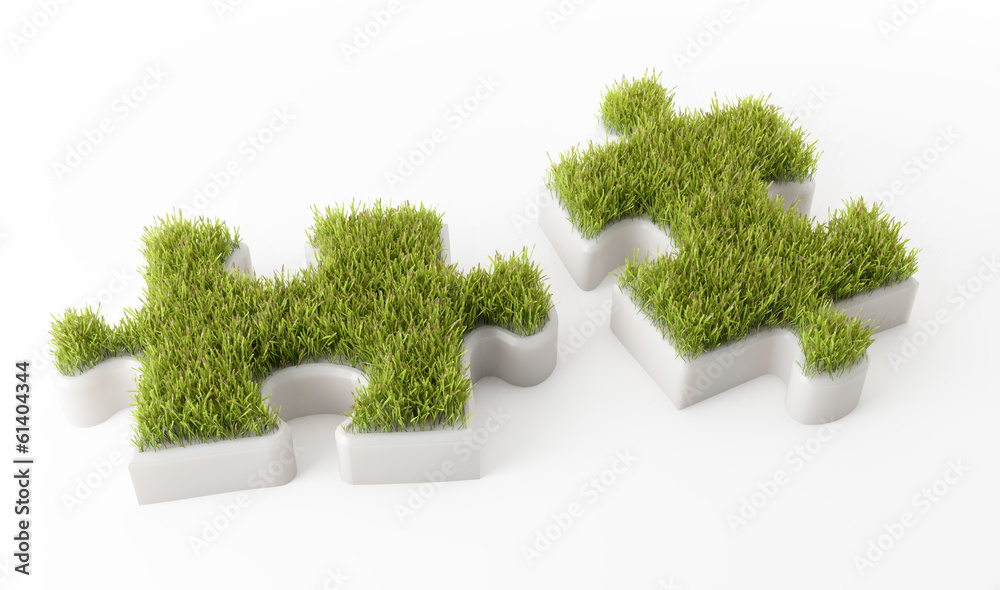 Grass covered puzzle pieces Stock Illustration | Adobe Stock