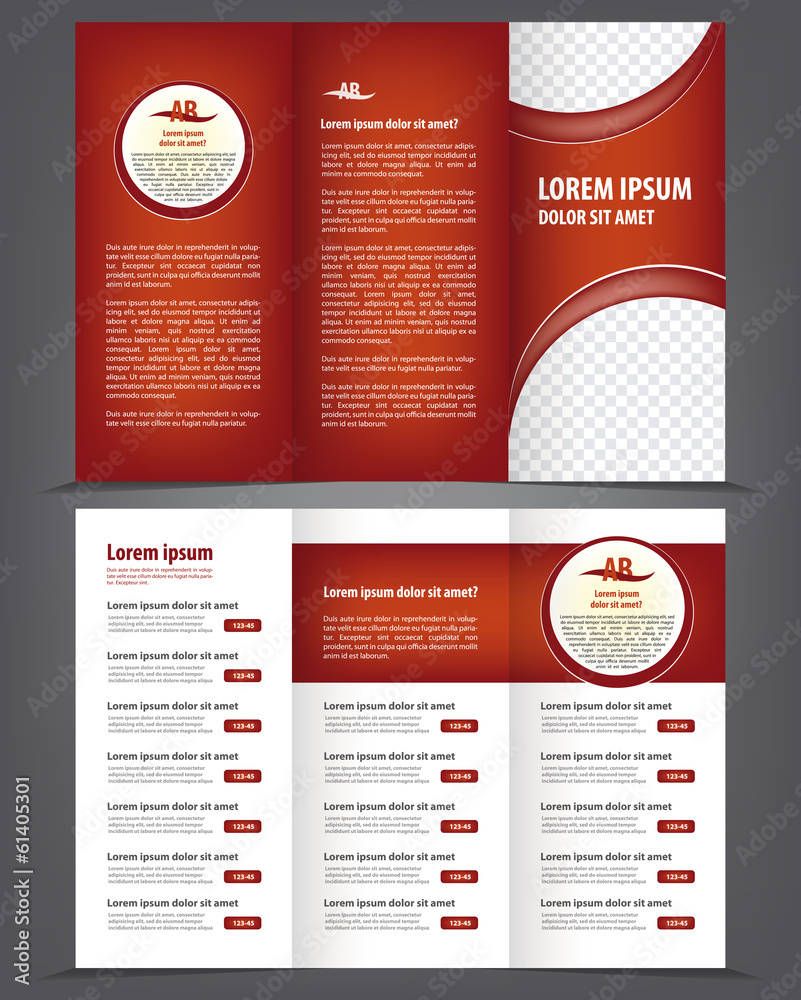 Vector empty trifold brochure template design, menu Stock Vector ...