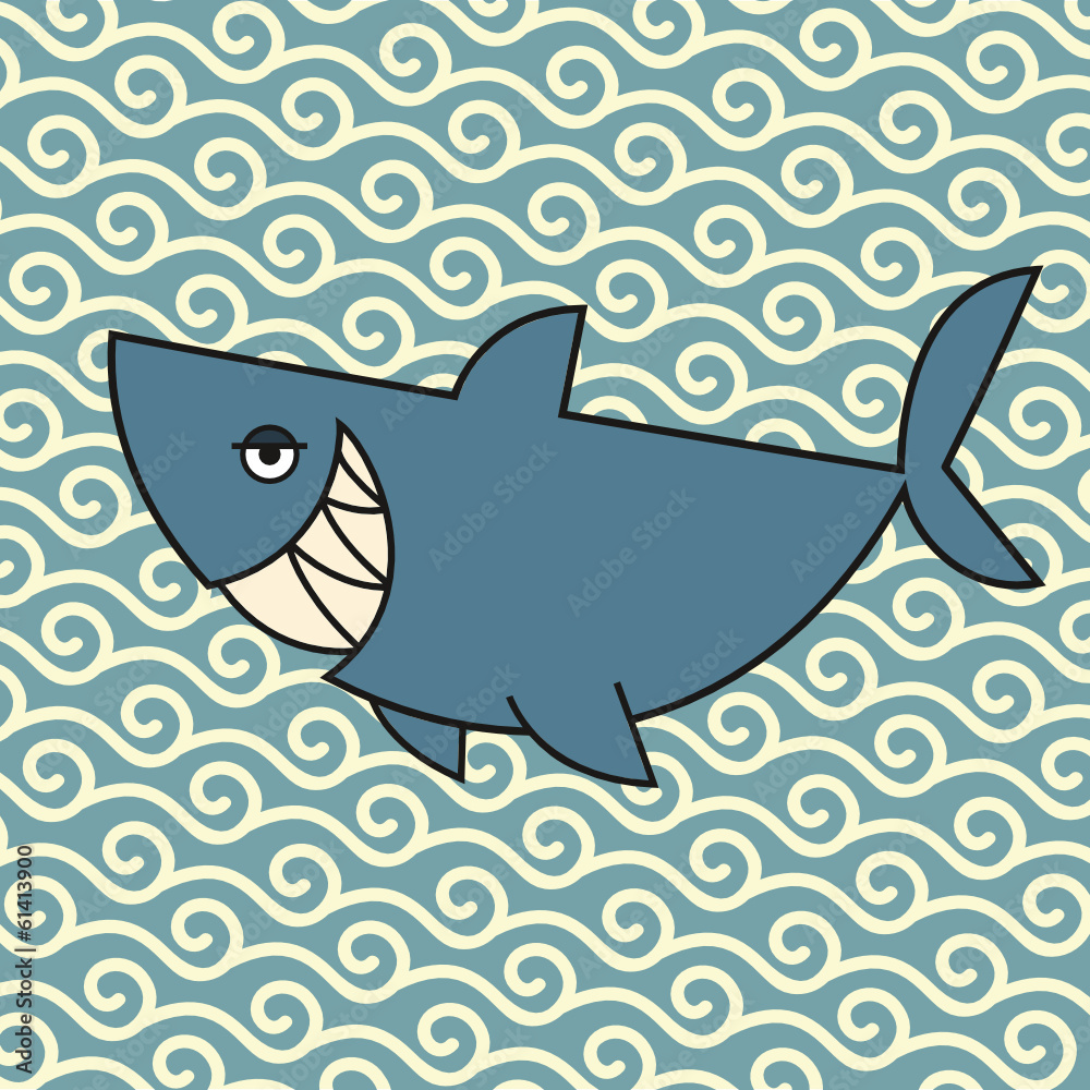 cartoon shark, smirk emotion Stock Vector | Adobe Stock