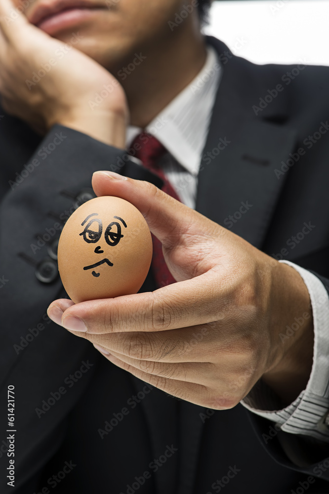 Angry egg character with executive blurred background Stock Photo ...