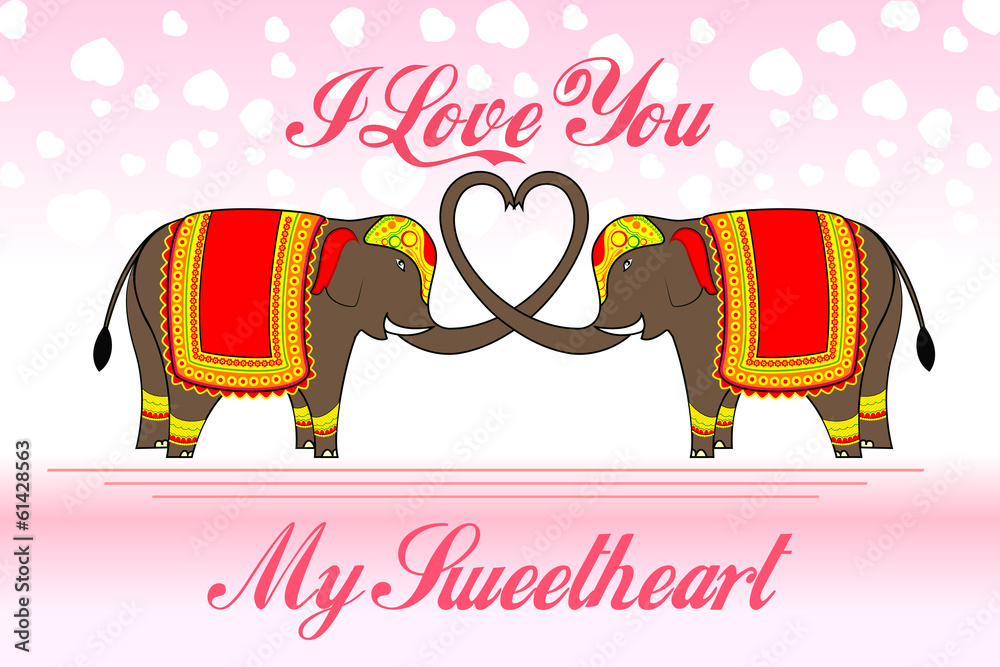 vector illustration of cute elephants forming heart shape Stock Vector ...