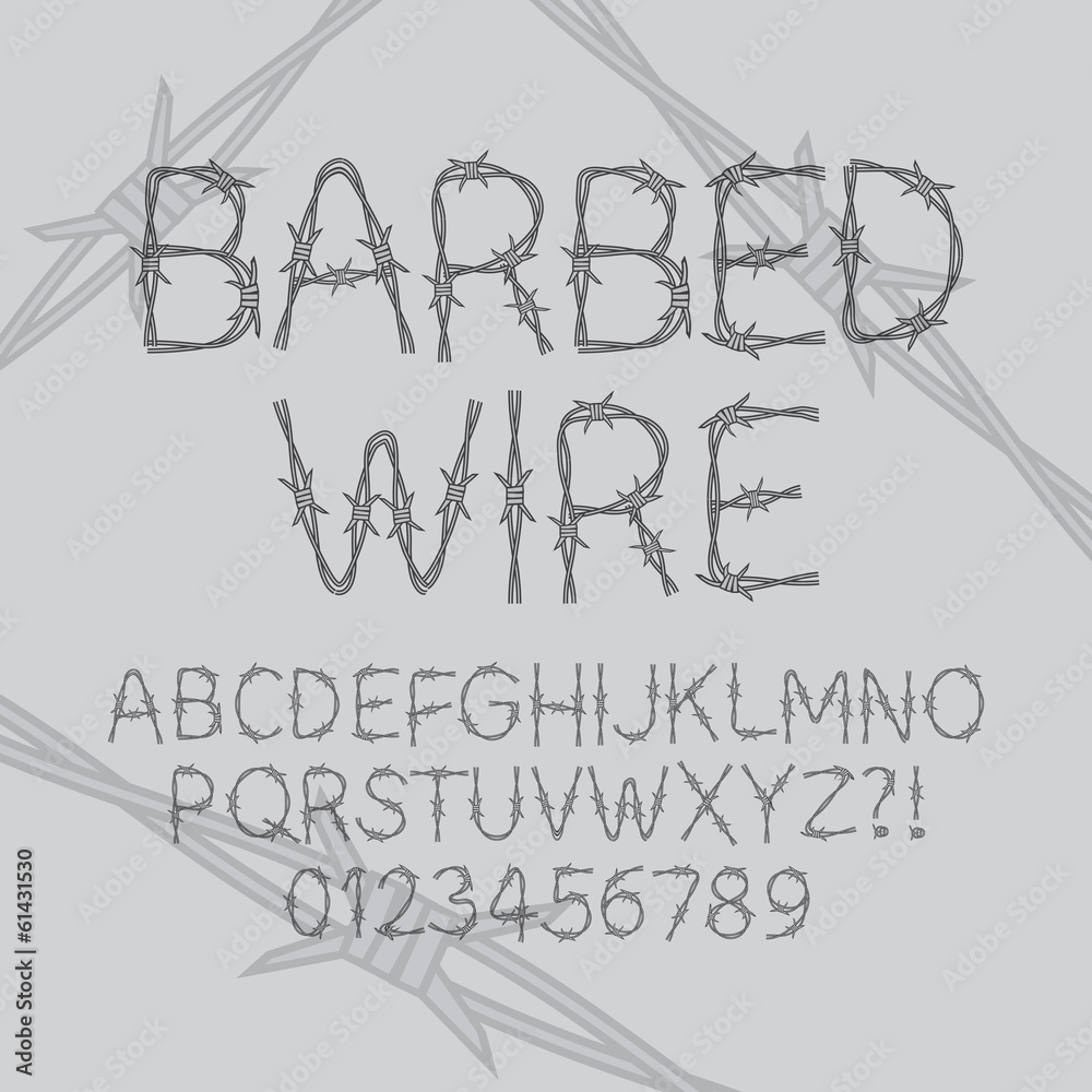 Barbed Wire Font and Numbers, Eps 10 Vector Stock Vector | Adobe Stock