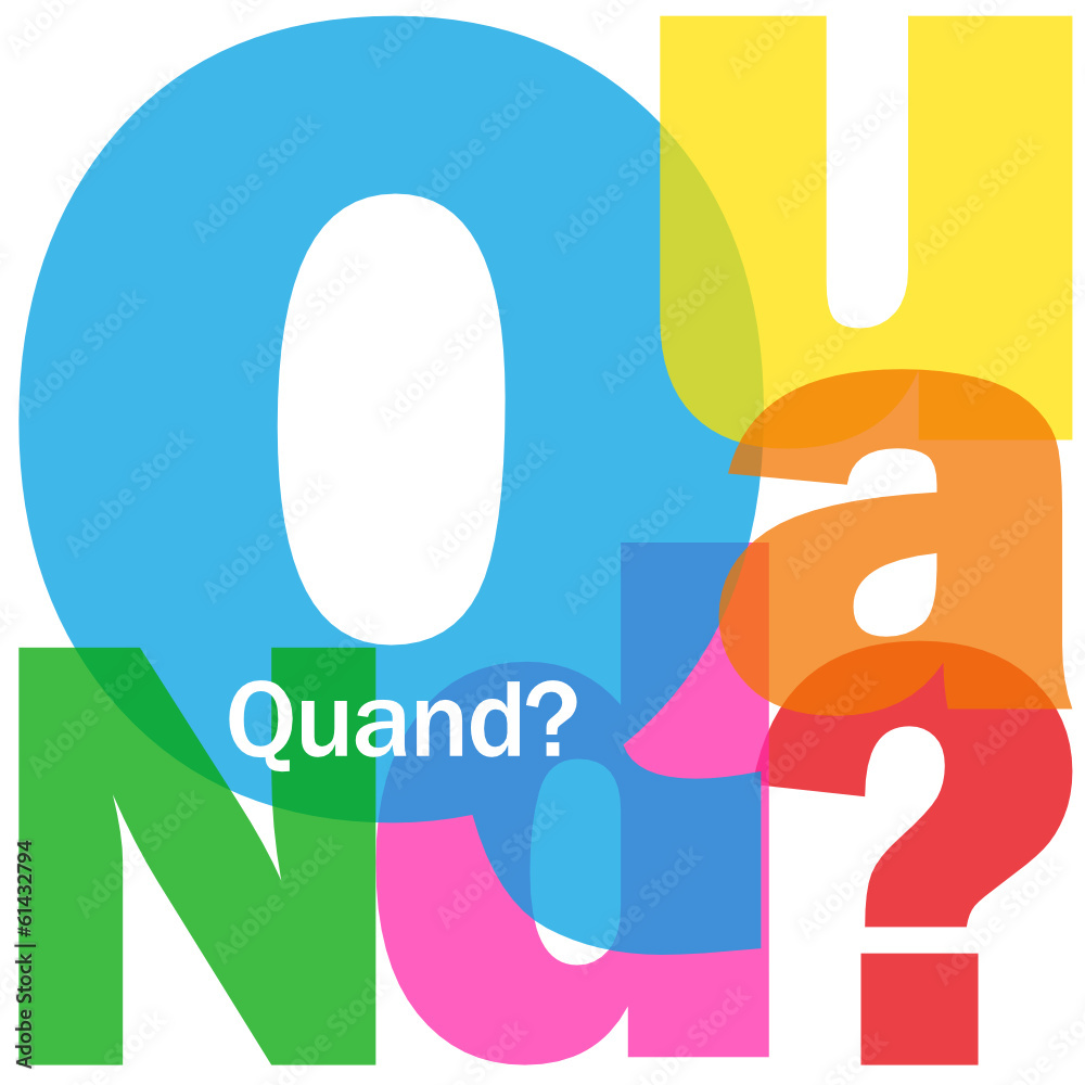 Mosaïque de Lettres "QUAND?" (questions date calendrier agenda) Stock ...