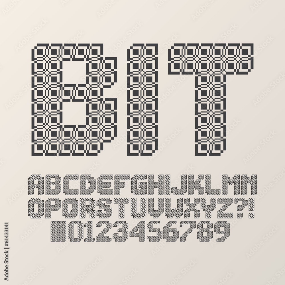 Abstract Square Bit Font and Numbers, Eps 10 Vector Stock Vector ...
